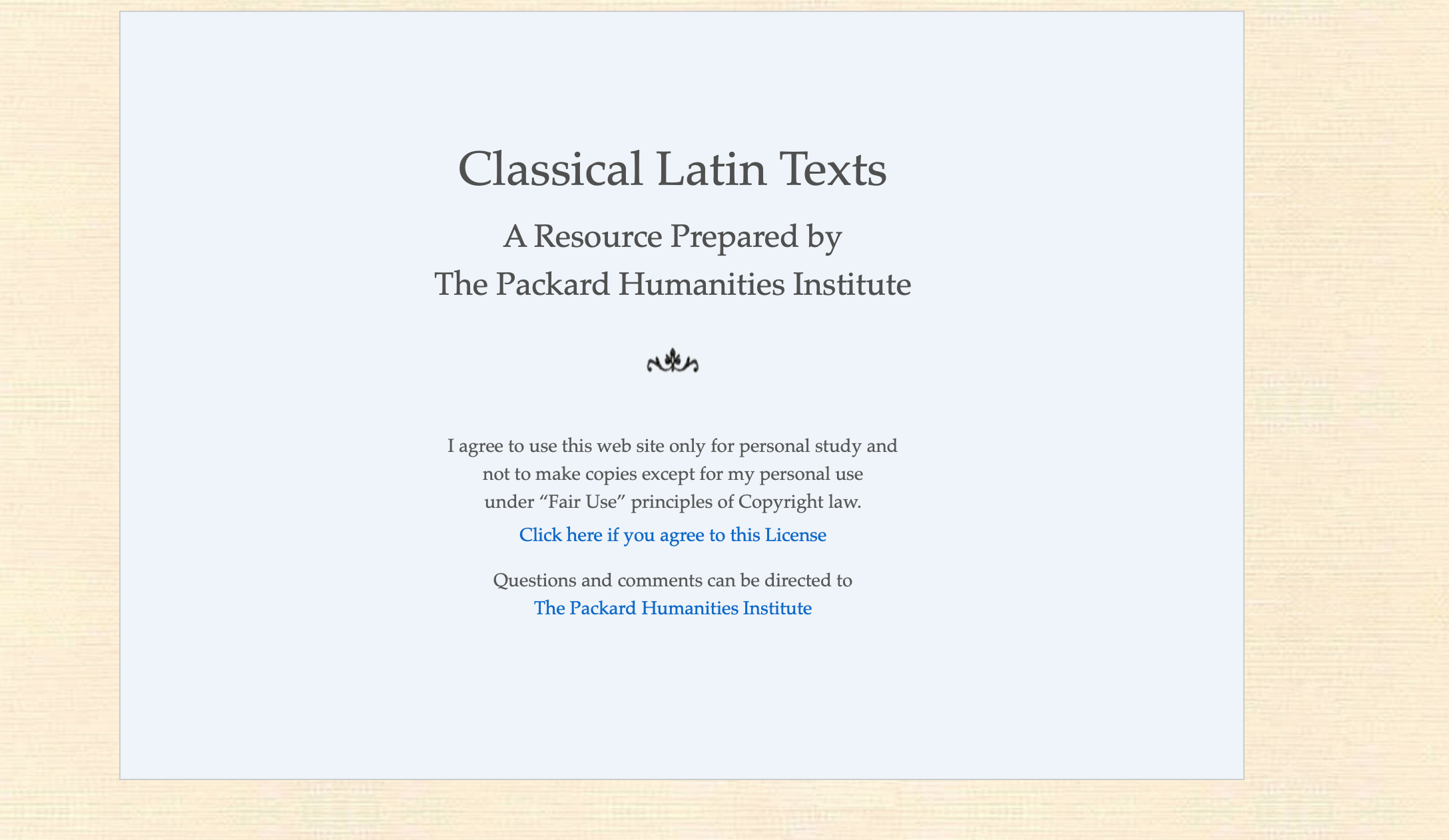 “Classical Latin Texts” du Packard Humanities Institute – NEOCLASSICA