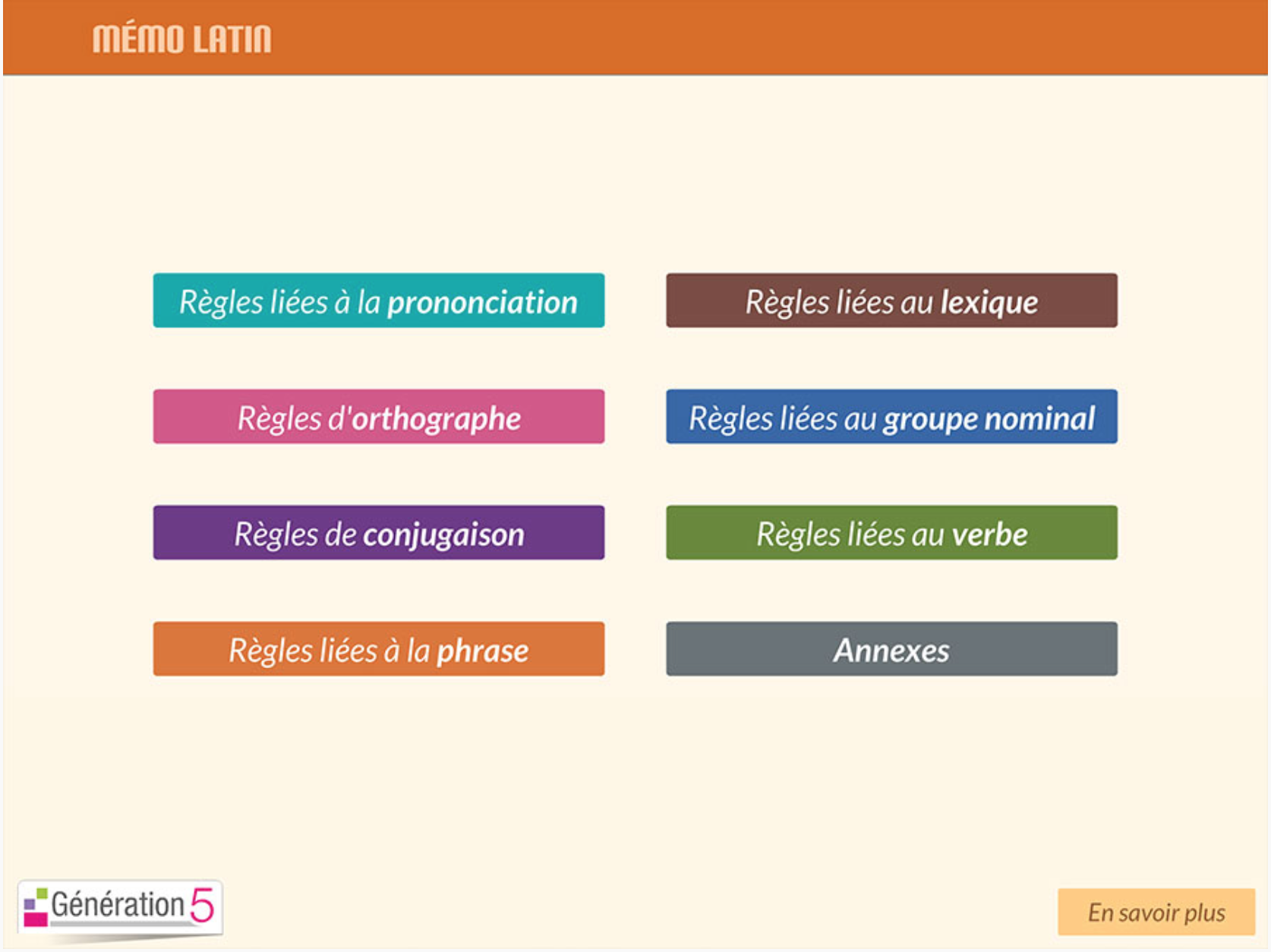 Application “Mémo Latin” – NEOCLASSICA